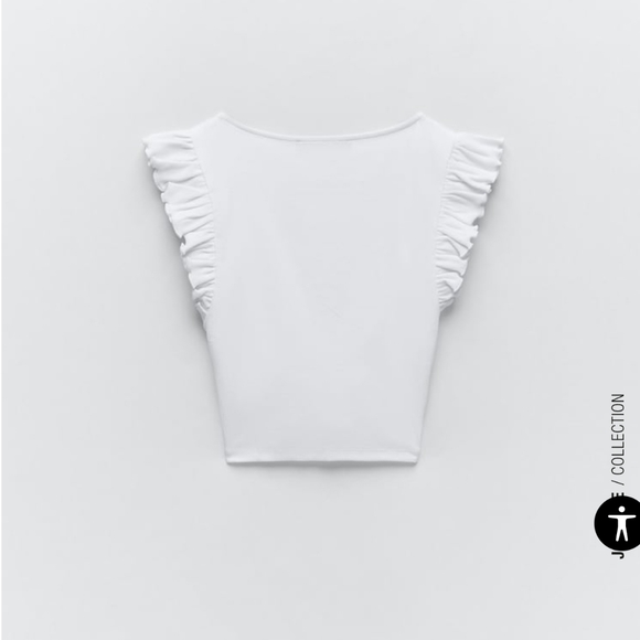 Zara | Tops | Zara Ruffled Crop Top In White | Poshmark